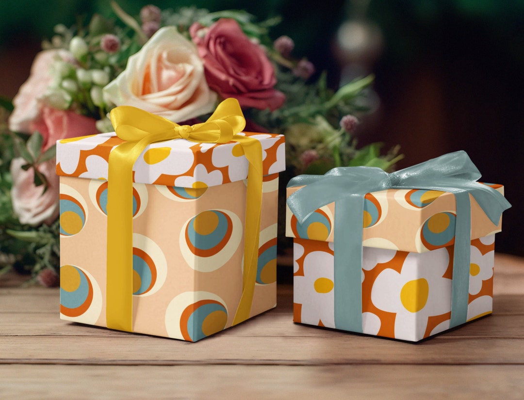 Circles and Flowers Double Sided Wrapping Paper Reversible Gift Wrap ...