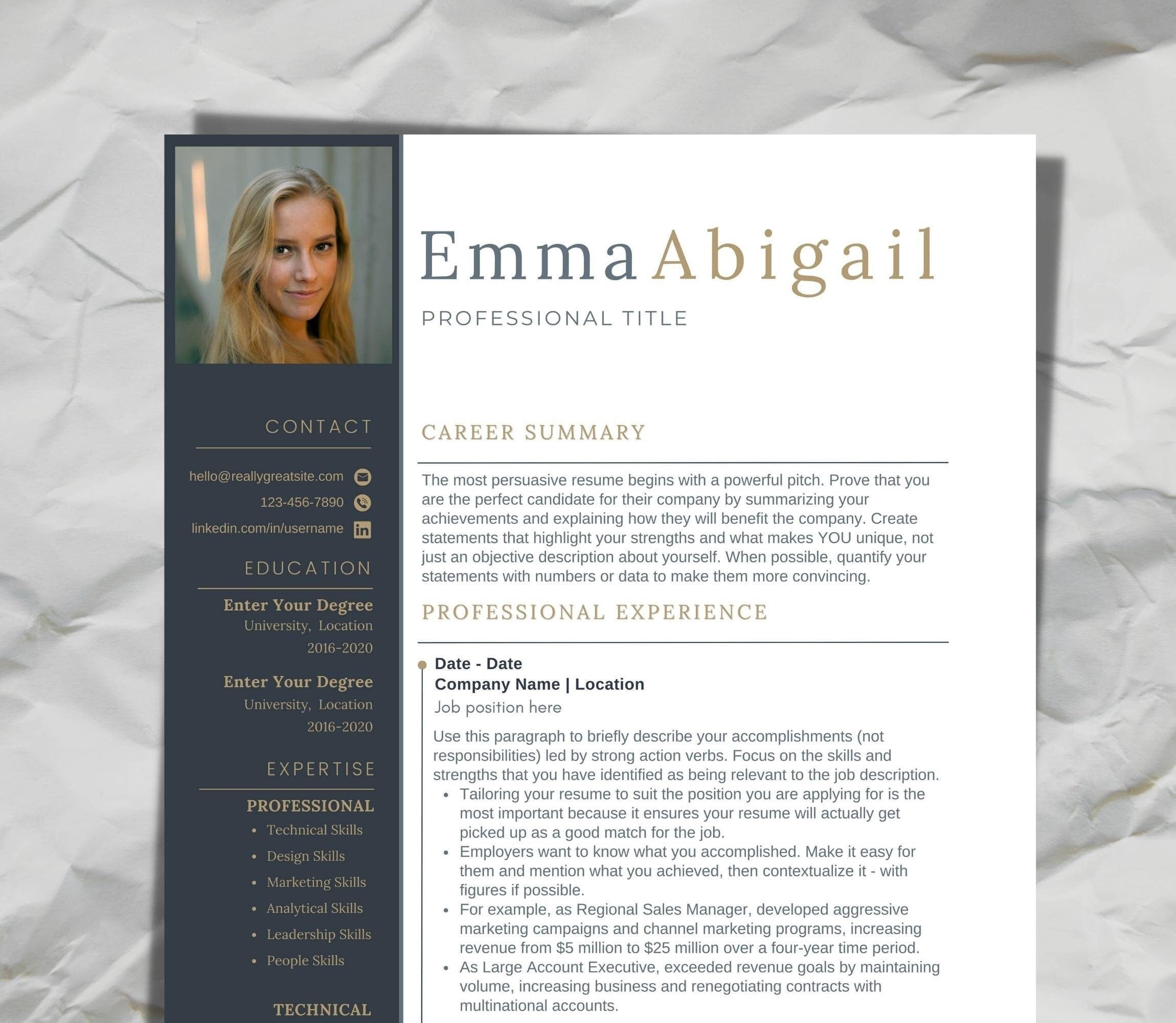 Modern Resume Template CV Template With Photo Resume - Etsy