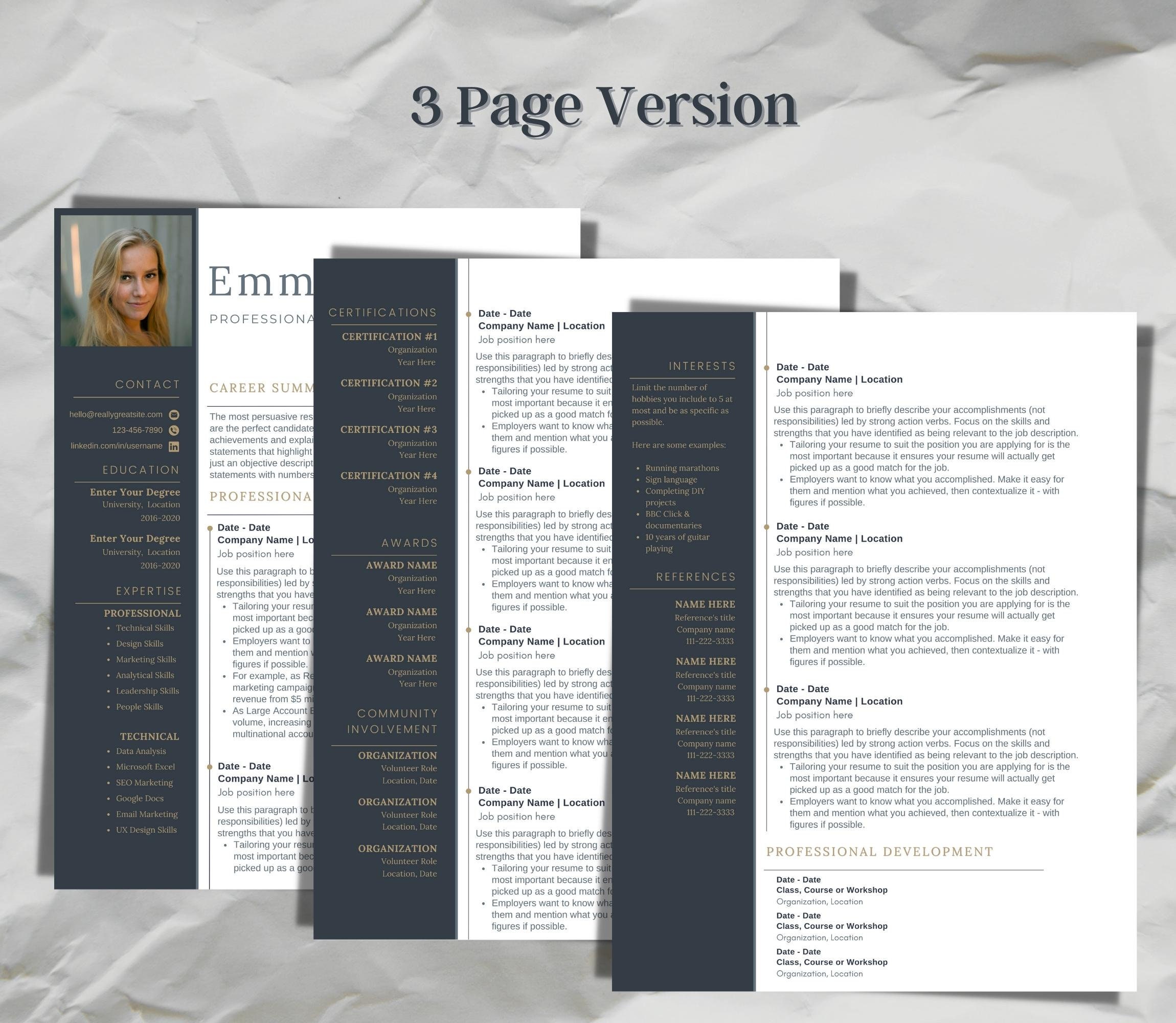 Modern Resume Template CV Template With Photo Resume - Etsy
