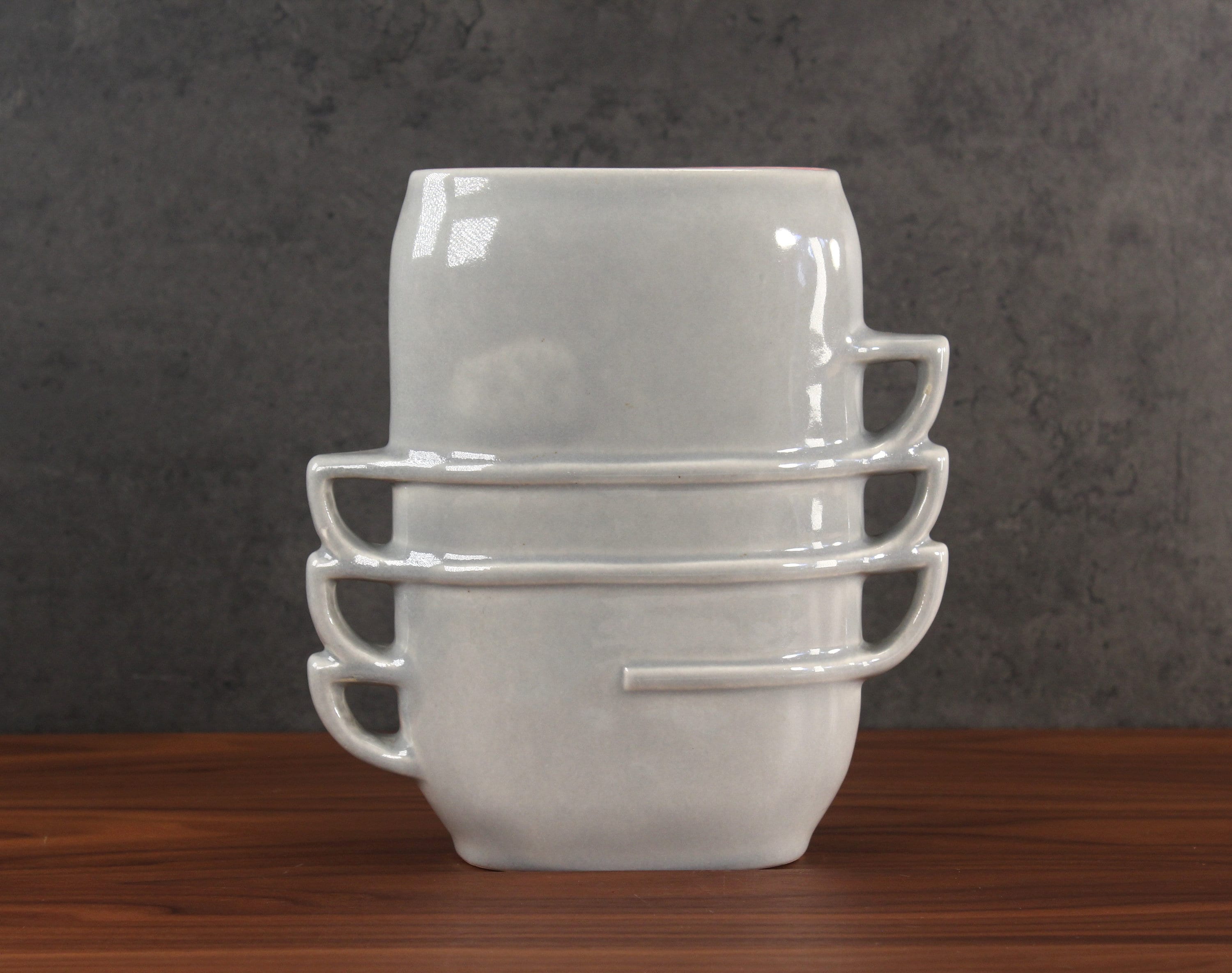 Red Wing Pottery Stacked Teacup Vase Grey and Pink Vintage 1949 Vintage ...