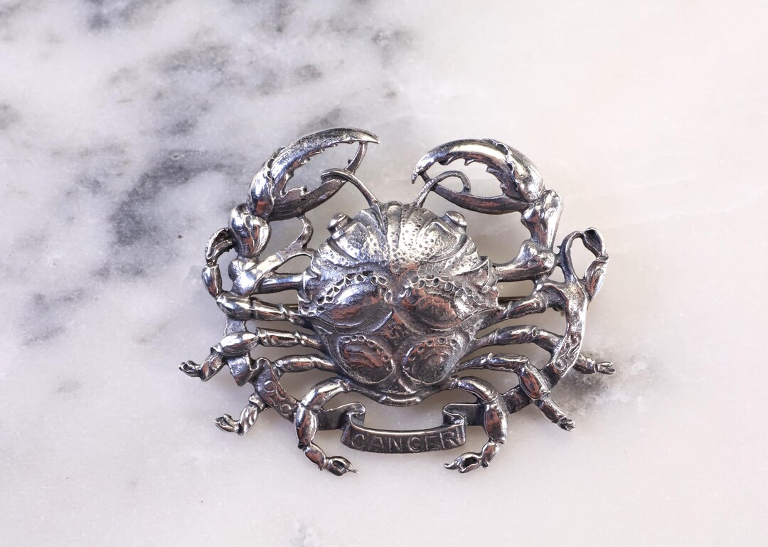 Large Cini Cancer Zodiac Pin Vintage Sterling Crab - Etsy