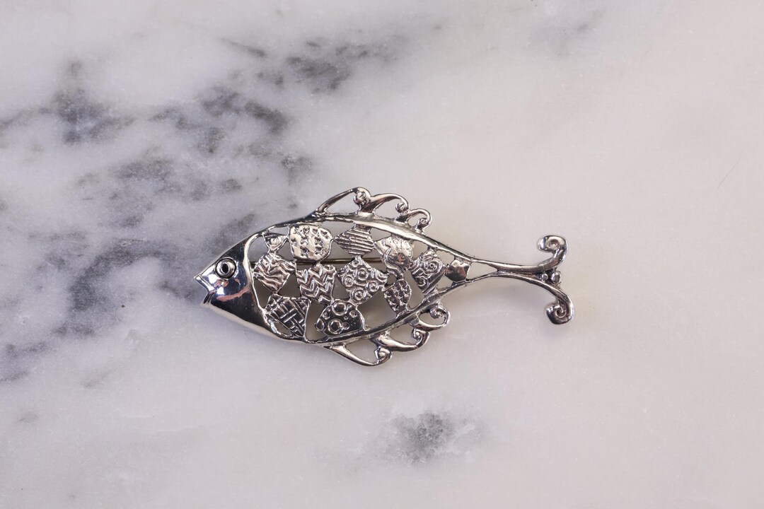 Vintage Sterling Fish Pin Abstract Midcentury - Etsy