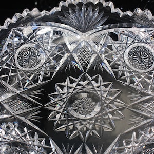 Vintage Cut Crystal Bowl Hobstar Fan Saw Tooth Rim - Etsy