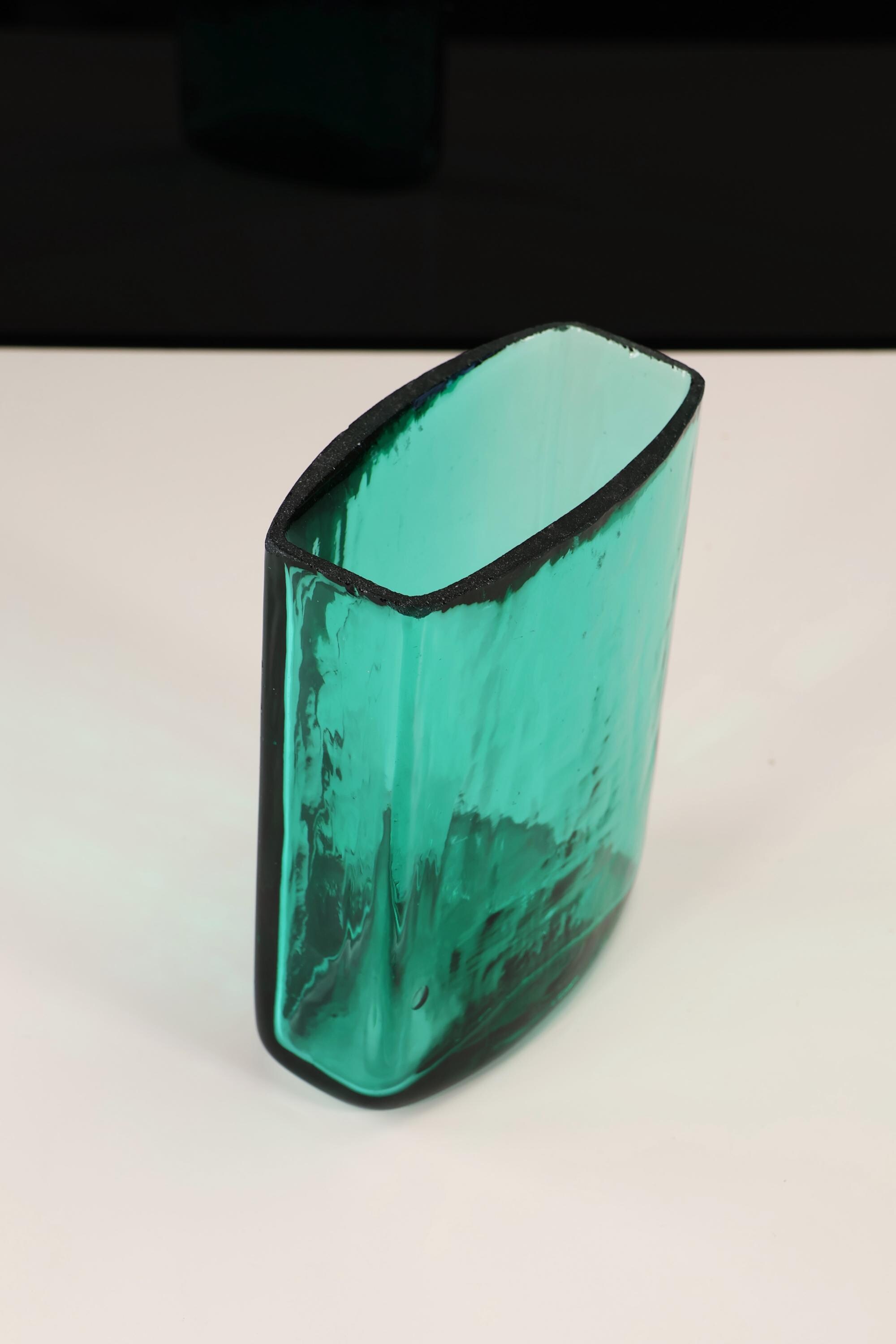 Mid-century Blenko Emerald Green Glass Vase Rectangular Shape 446 ...