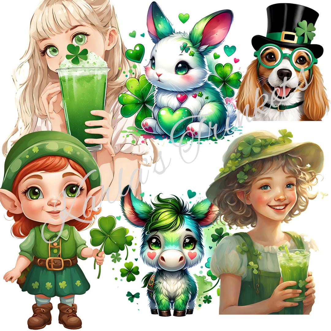 Saint Patrick's Day Clipart Bundle, Festive Png Graphics, St Patrick's Graphics, Transparent ...