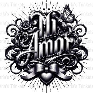 Valentine's Day, Mi Amor Mexican Clipart, Clipart Black and White ...