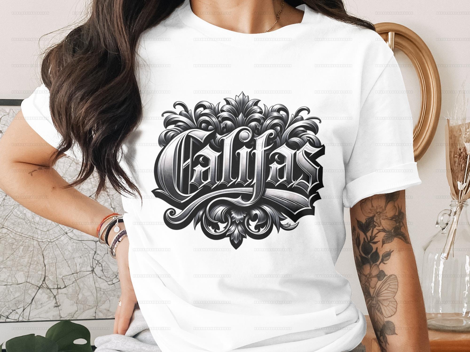 Chicano Art, Black and White Calligraphy, Latino Clipart (digital ...
