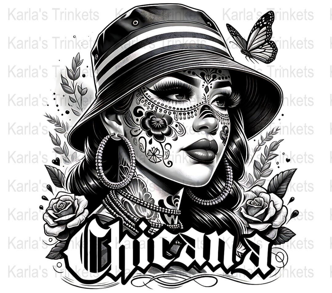Chicana Art Clipart, Latino Black and White PNG (digital Download) - Etsy