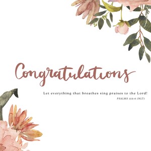 5x7 Christian Congratulations Cards | Watercolor Floral Design ...