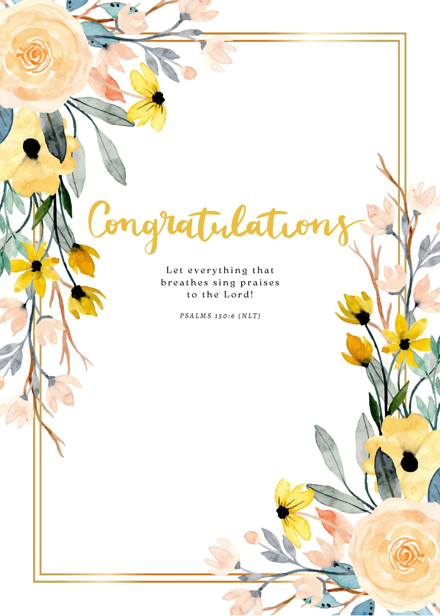 5x7 Christian Congratulations Cards | Watercolor Floral Design ...