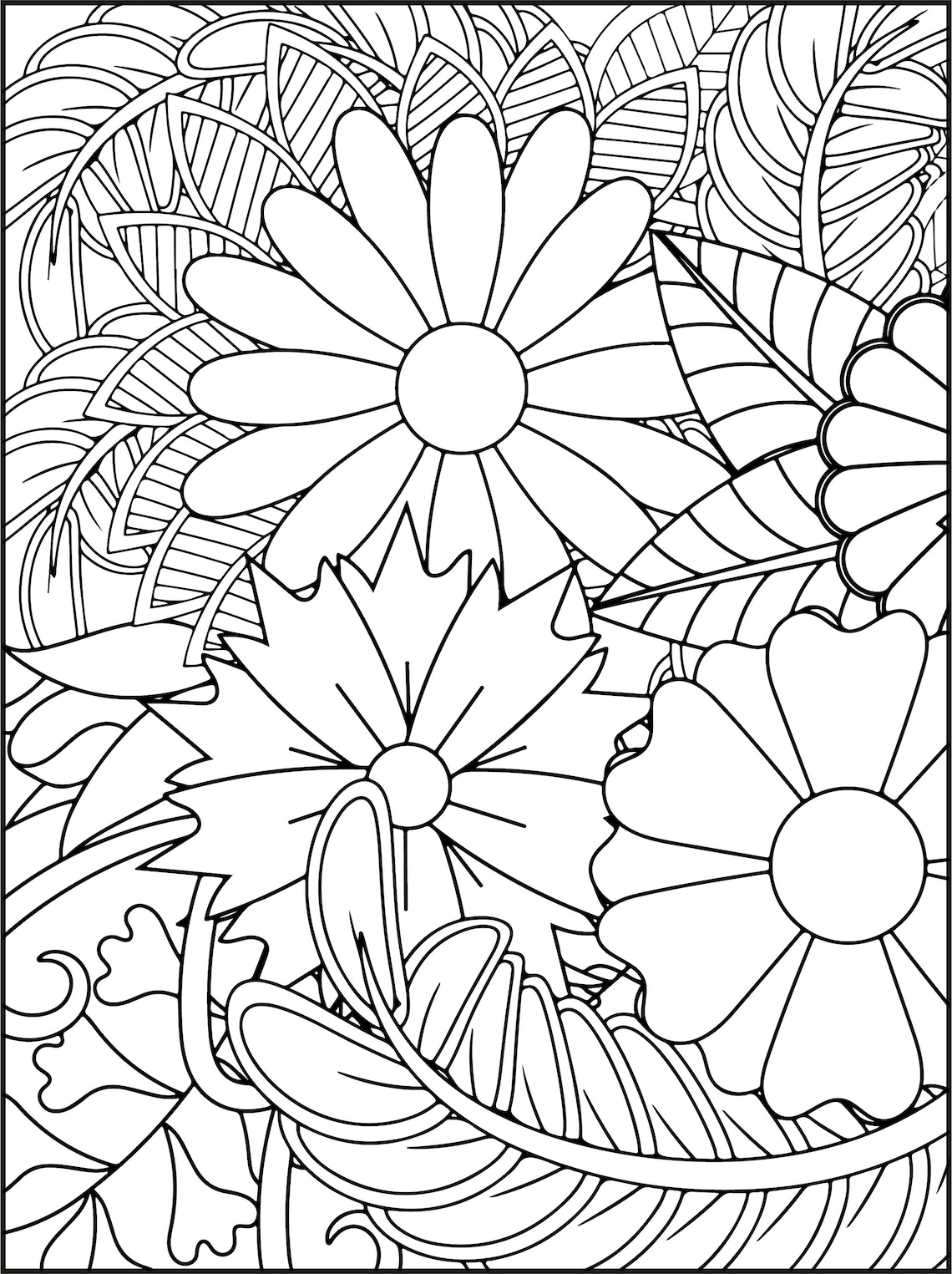Relaxing Coloring Pages: Flowers Vol 1 (110 Pages) - Etsy