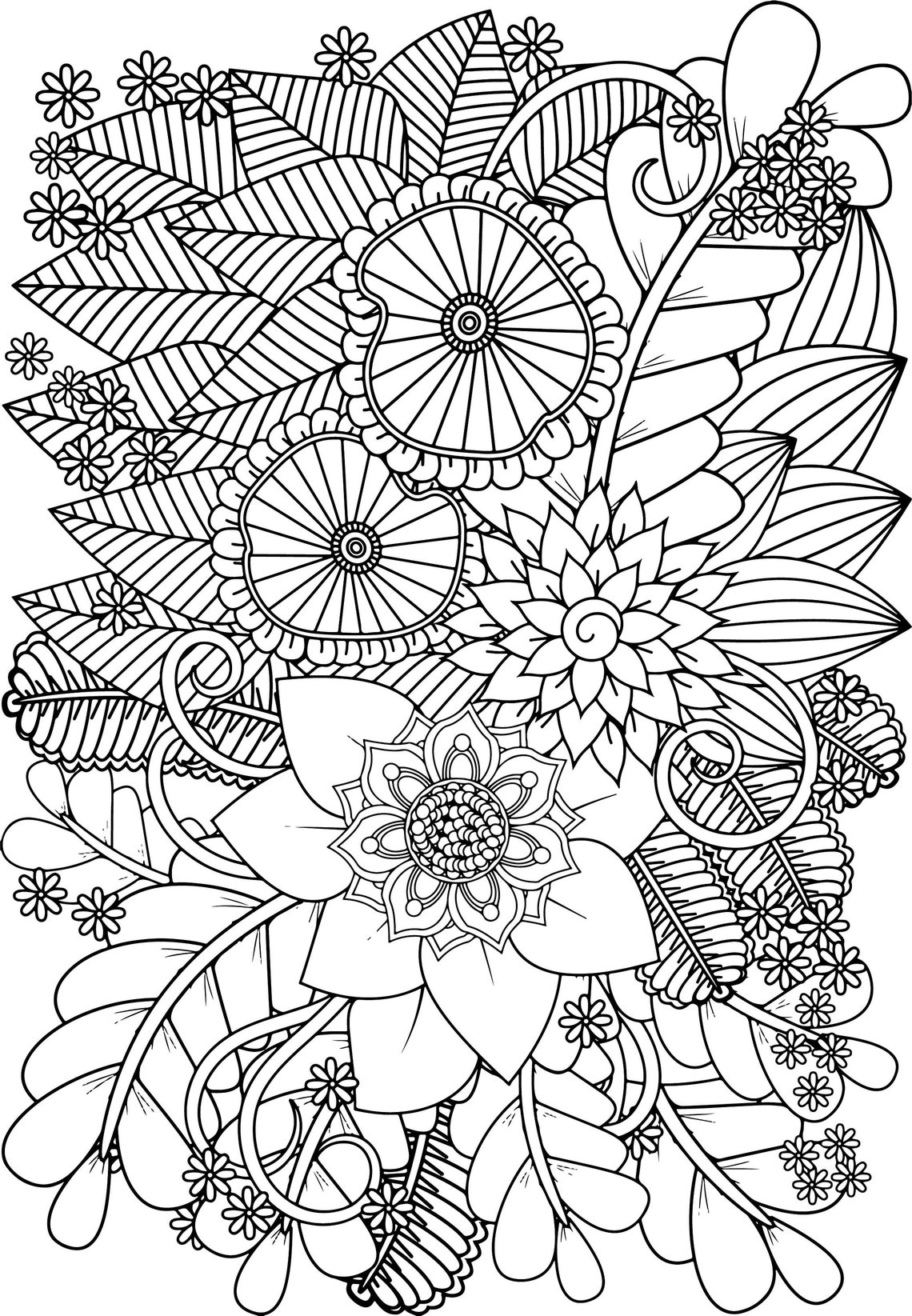 Relaxing Coloring Pages: Zentangle Flower (100 Pages) - Etsy