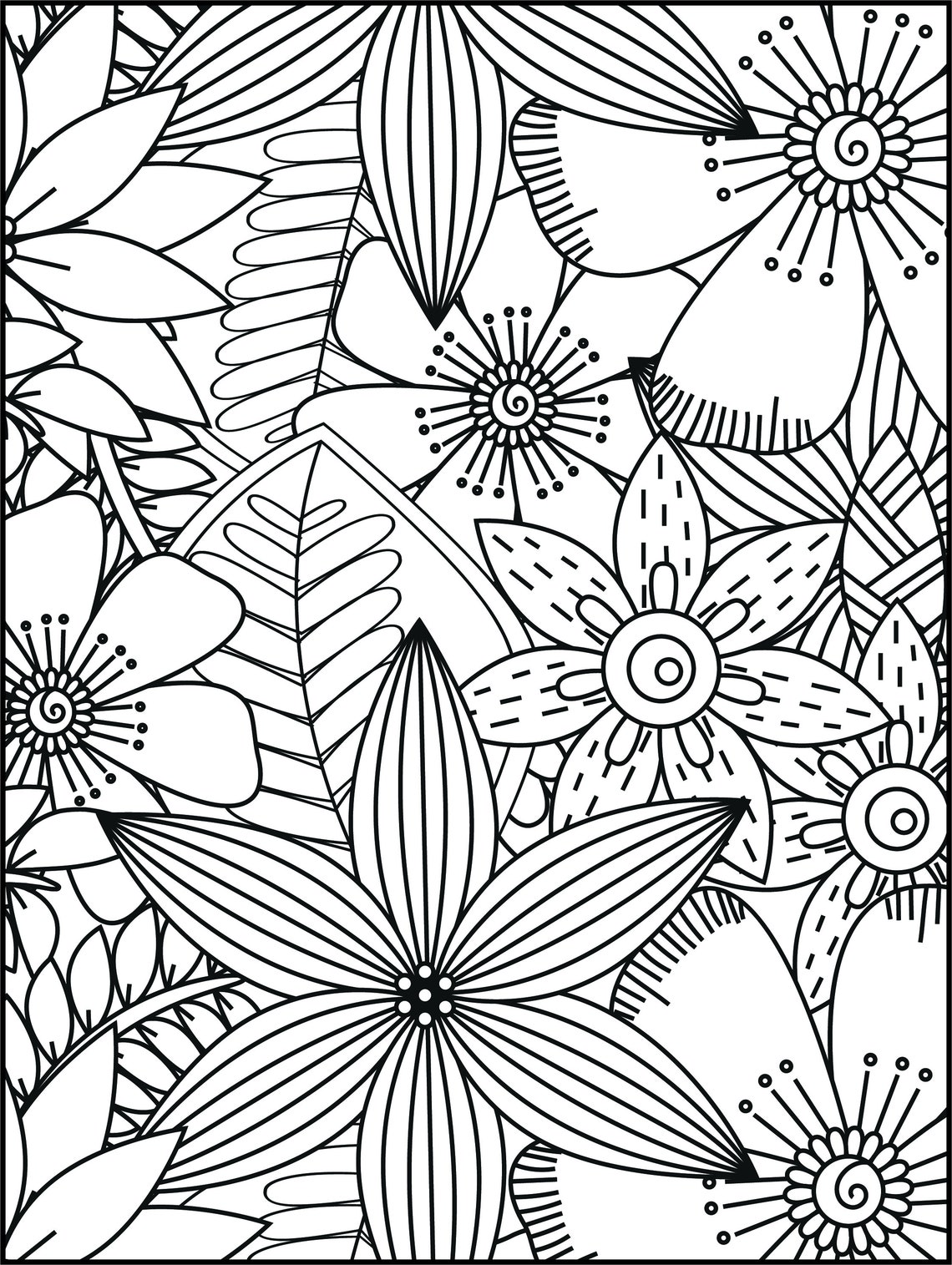 Relaxing Coloring Pages: Flowers Vol 1 (110 Pages) - Etsy