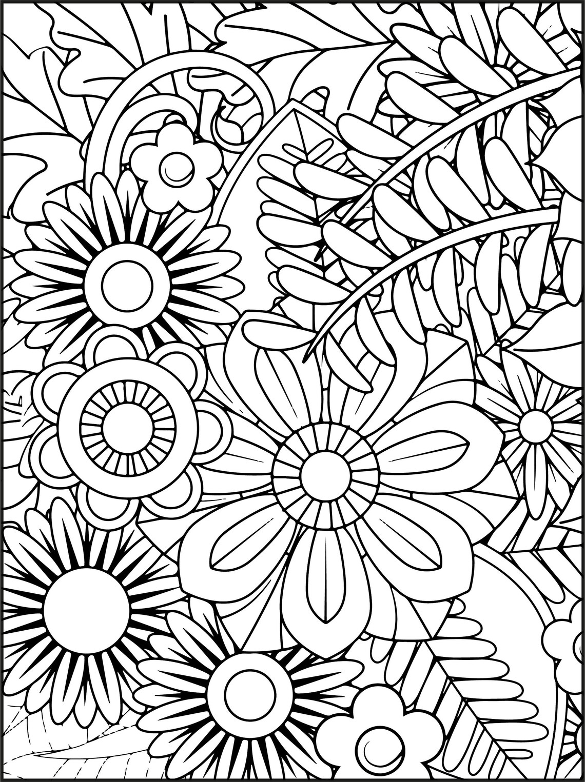 Relaxing Coloring Pages: Flowers Vol 1 (110 Pages) - Etsy