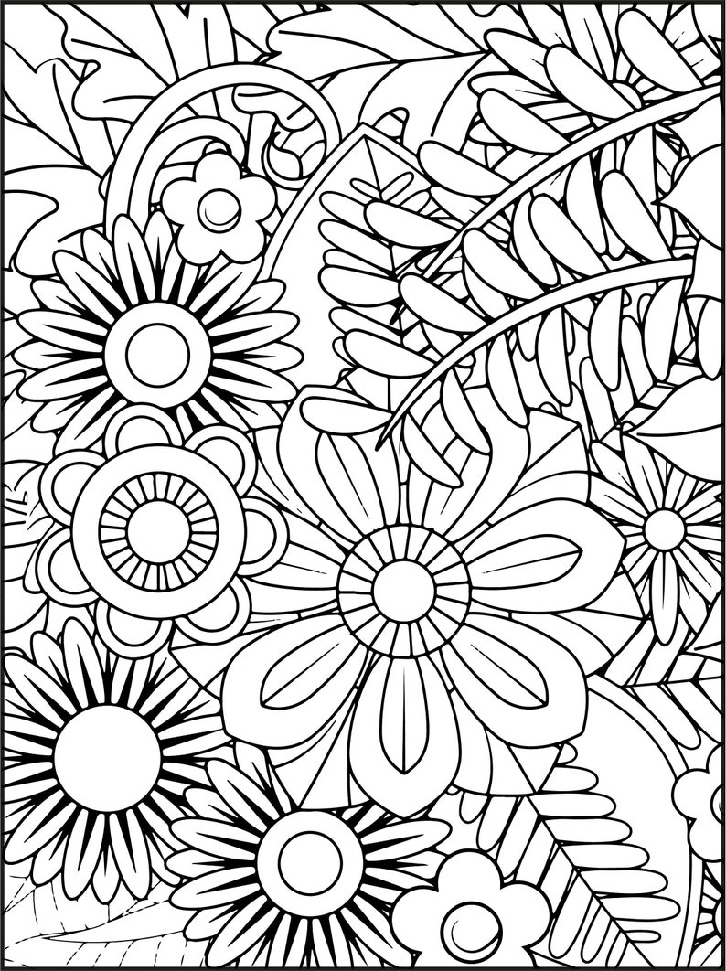 Relaxing Coloring Pages: Flowers Vol 1 (110 Pages) - Etsy