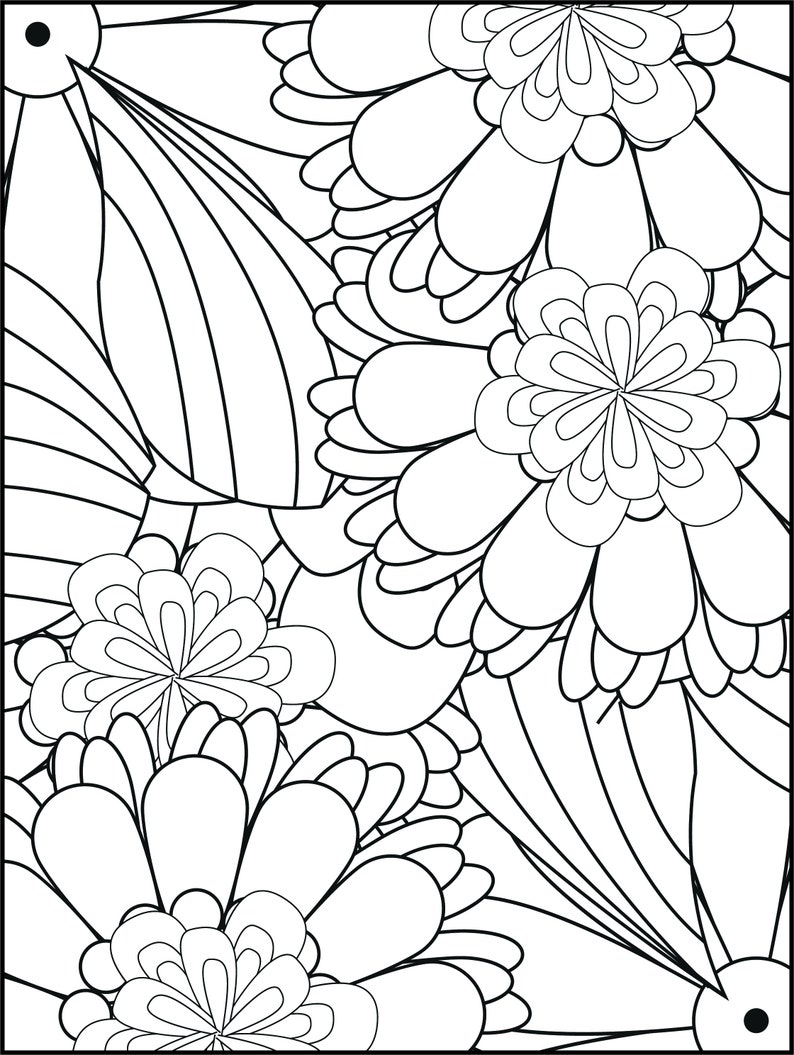 Relaxing Coloring Pages: Flowers Vol 1 (110 Pages) - Etsy