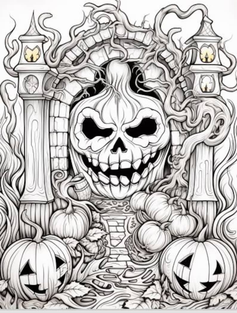 120 Happy Halloween Adult Coloring Pages - Etsy