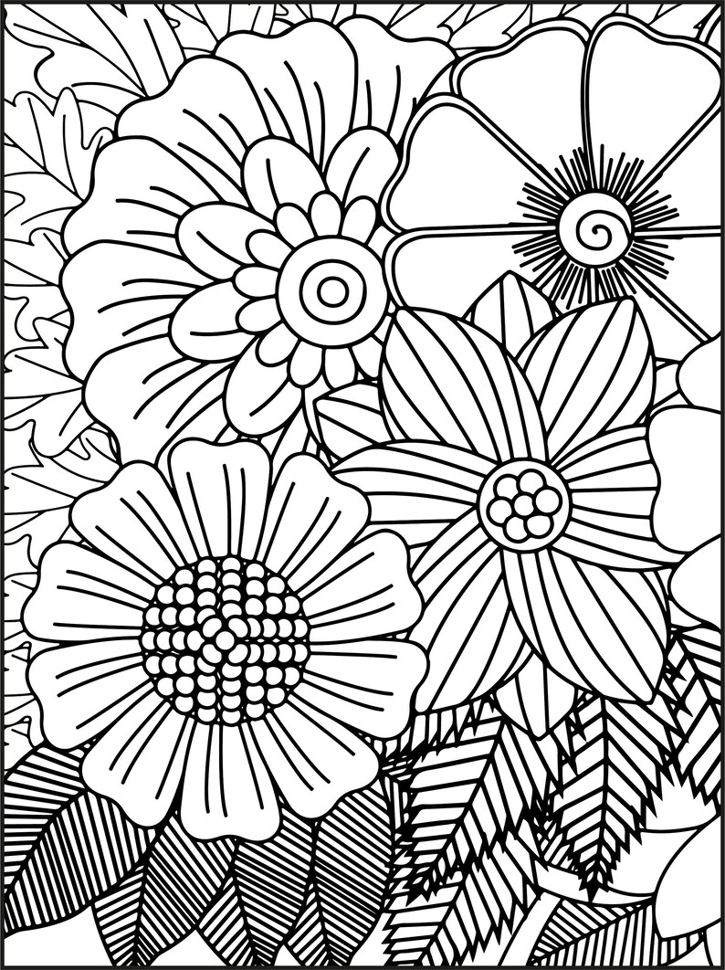 Relaxing Coloring Pages: Flowers Vol 2 (110 Pages) - Etsy
