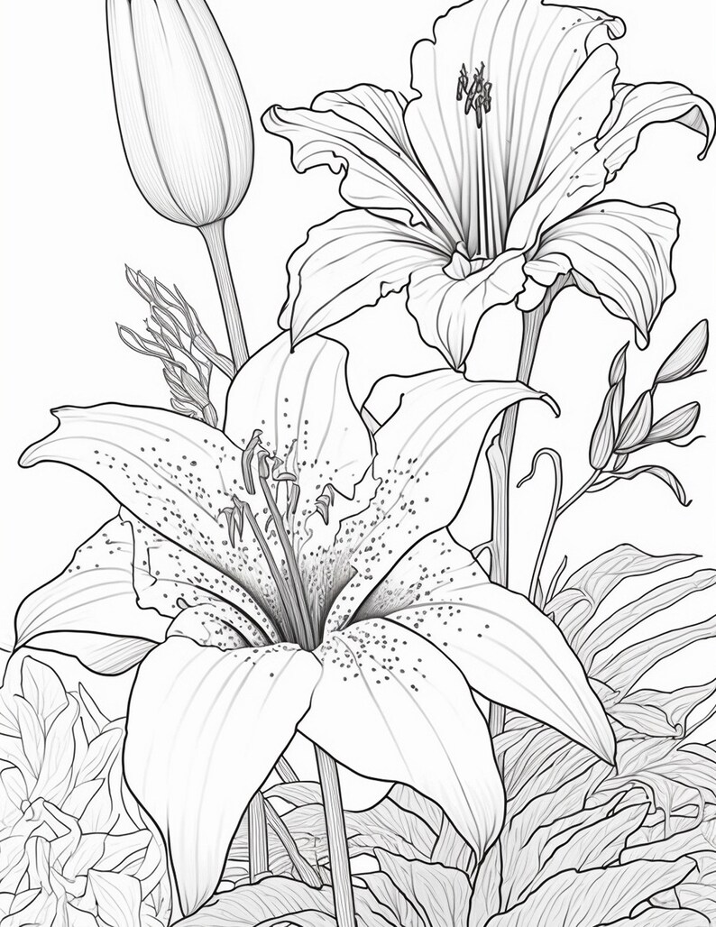 Relaxing Coloring Pages: Easter Lilies (103 Pages) - Etsy