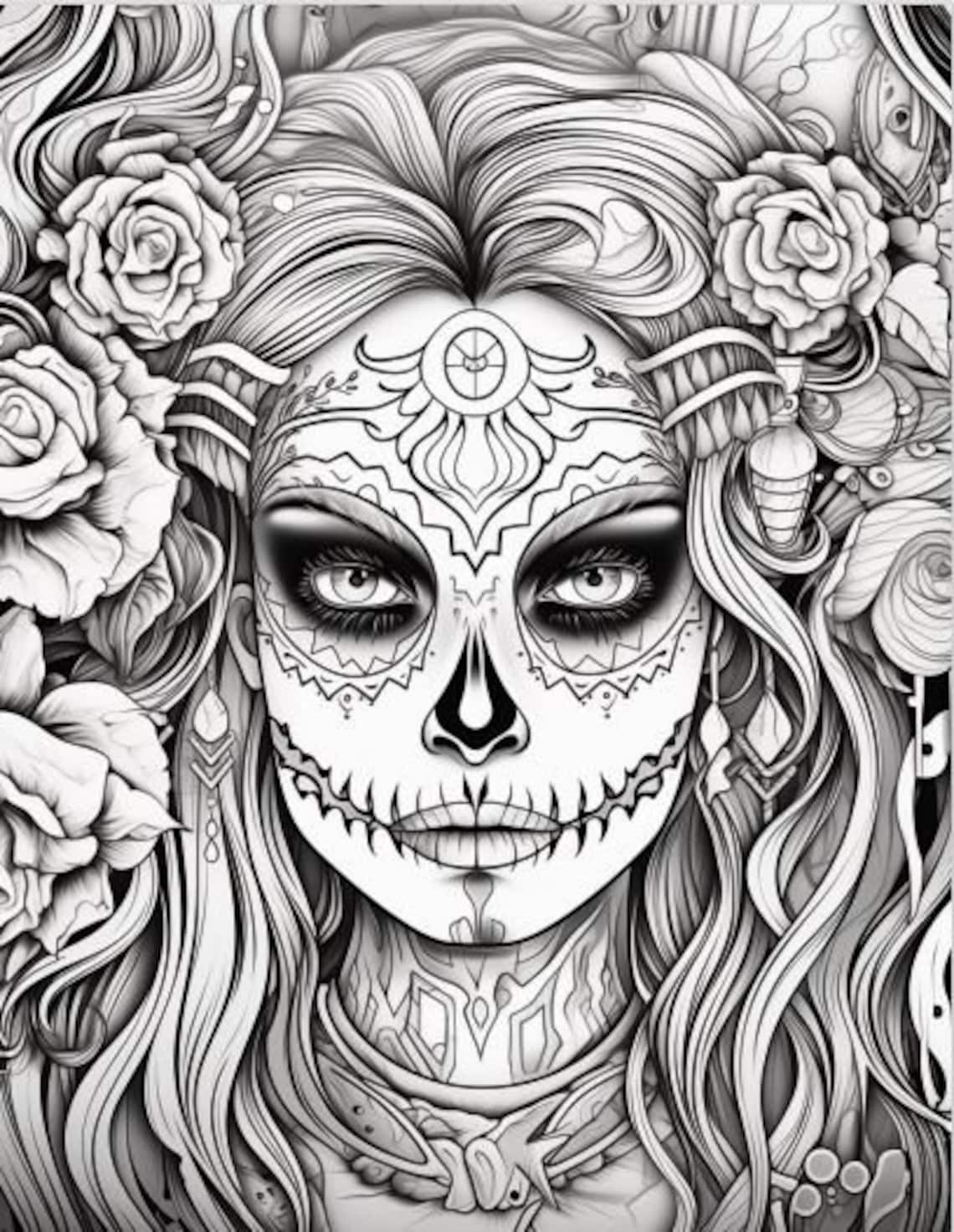 120 Halloween Coloring Pages for Adults - Etsy