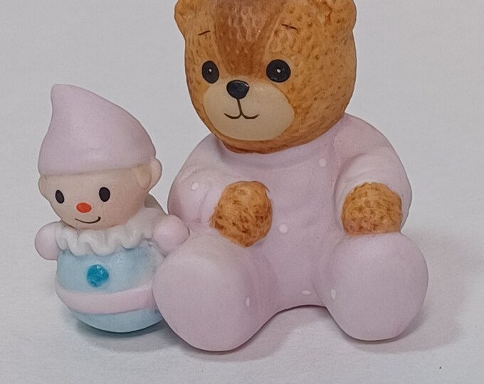 Vintage 1987 Enesco Lucy Rigg Baby Bear With Her Rolly Polly Clown Toy ...