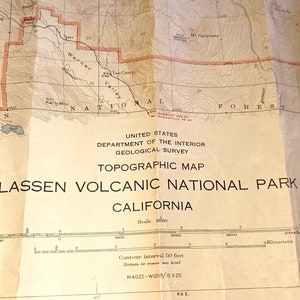 1949 Davis and Stevenson Topographic Survey Map of Lassen National Park ...