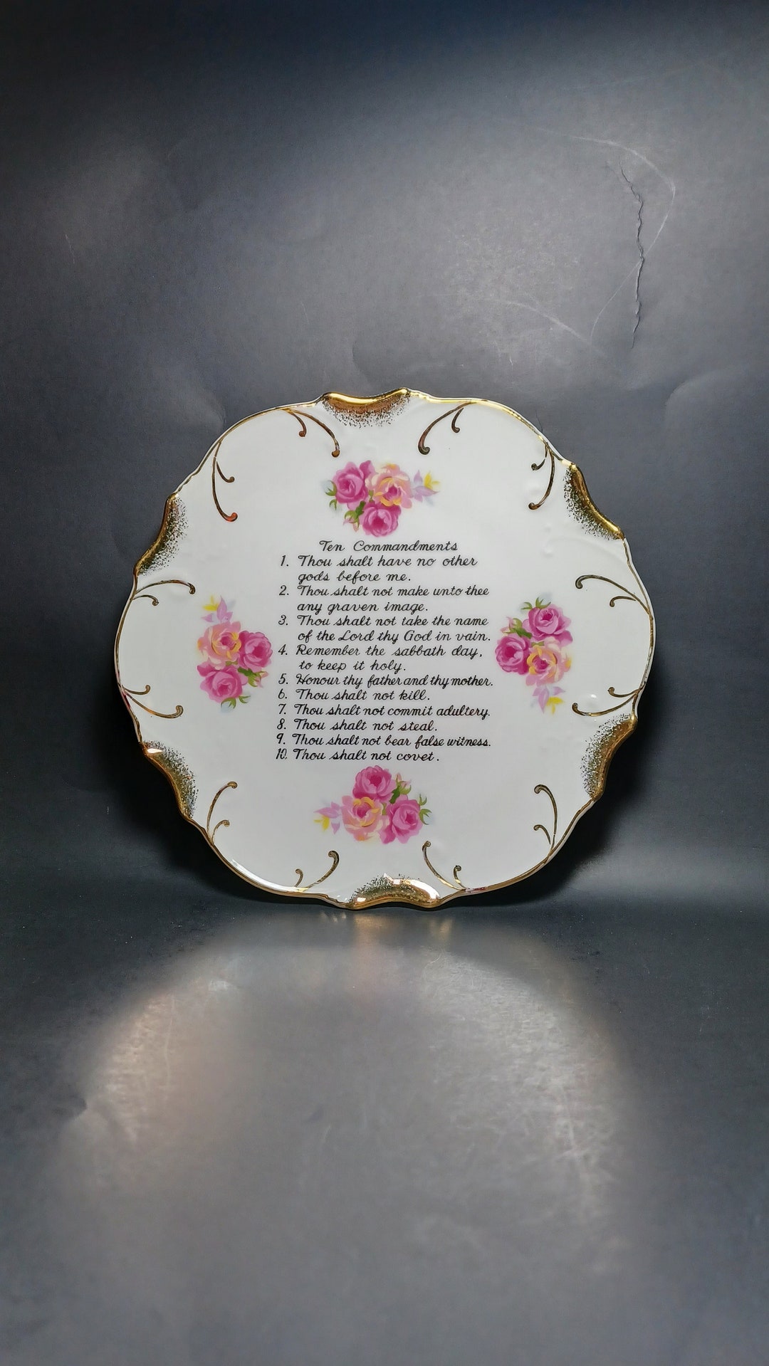 Beautiful Vintage Ceramic 18K Gold Trimmed Ten Commandments Plate - Etsy