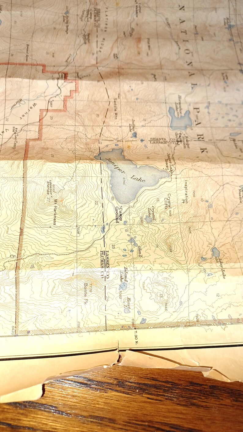 1949 Davis and Stevenson Topographic Survey Map of Lassen National Park ...