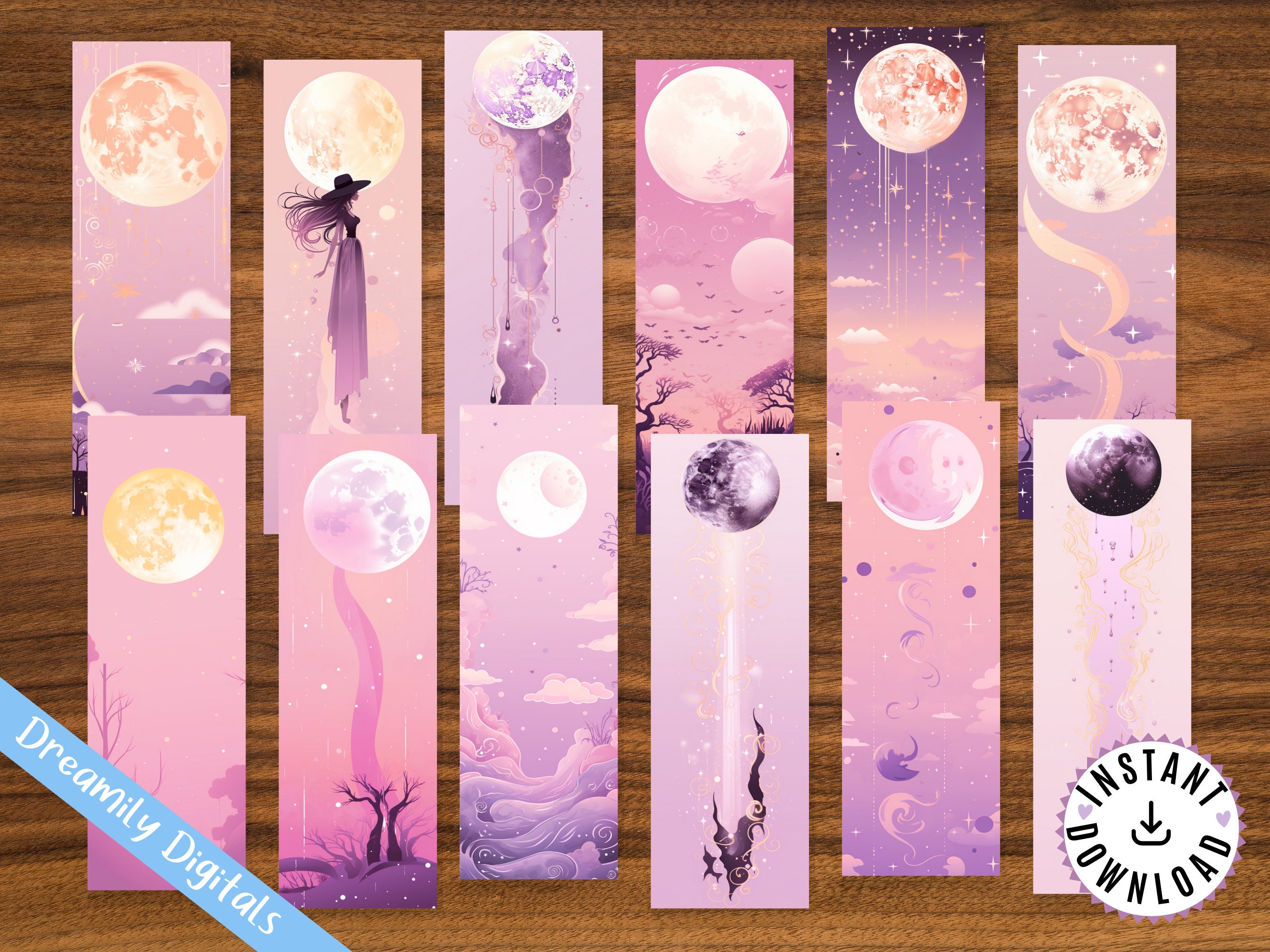 Bewitching Full Moon Bookmarks | Instant Download + Print | Cute ...