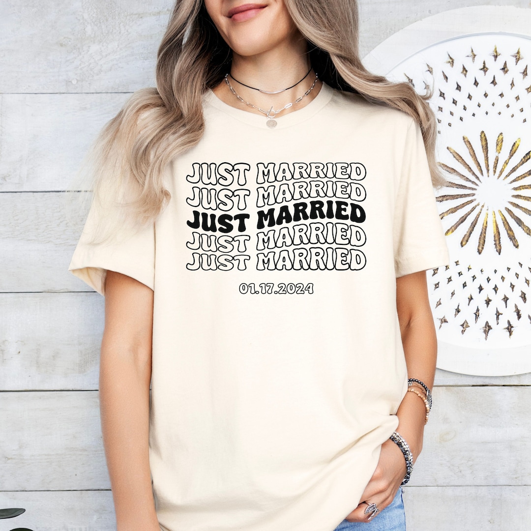 Custom Just Married Shirt, Personalized Wedding T-shirt, Honeymoon ...