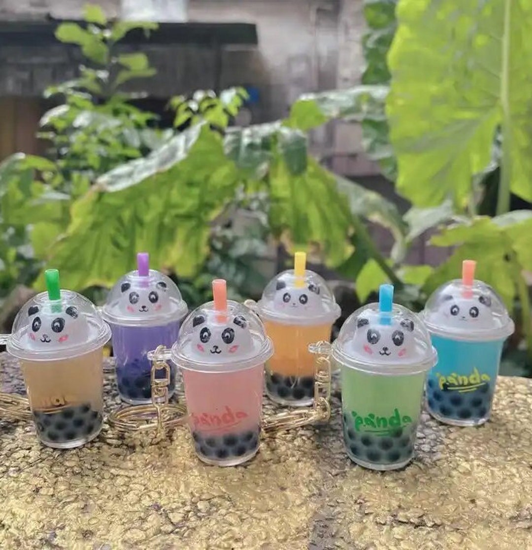 Keychain, Panda, Boba, Bubble Tea, Key Charm, Bling - Etsy