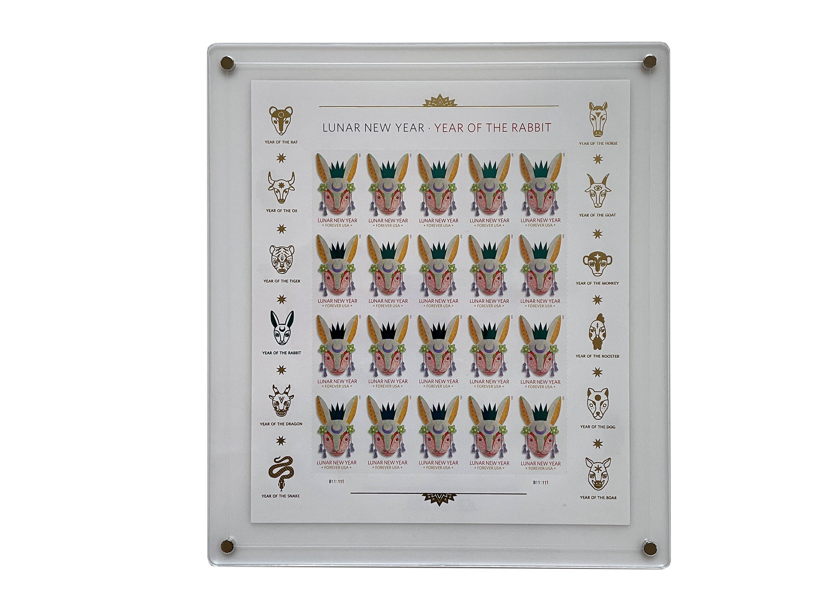 Display Frame for USPS Lunar New Year Stamp Sheet: Year of the Rabbit ...