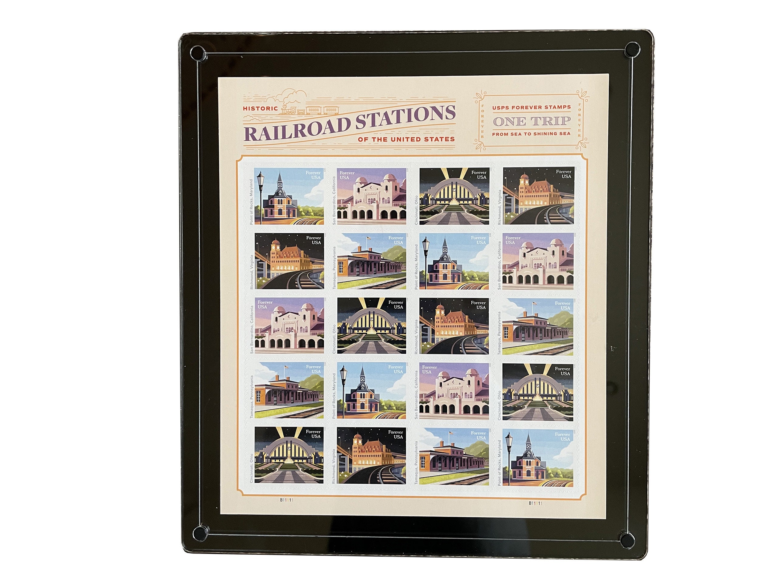 Display Frame for USPS Railroad Stations Postage Stamp Sheet - Etsy
