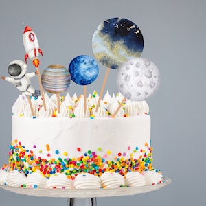 Space Birthday Cake Topper, Galaxy Table Decor, Centerpieces, Party ...