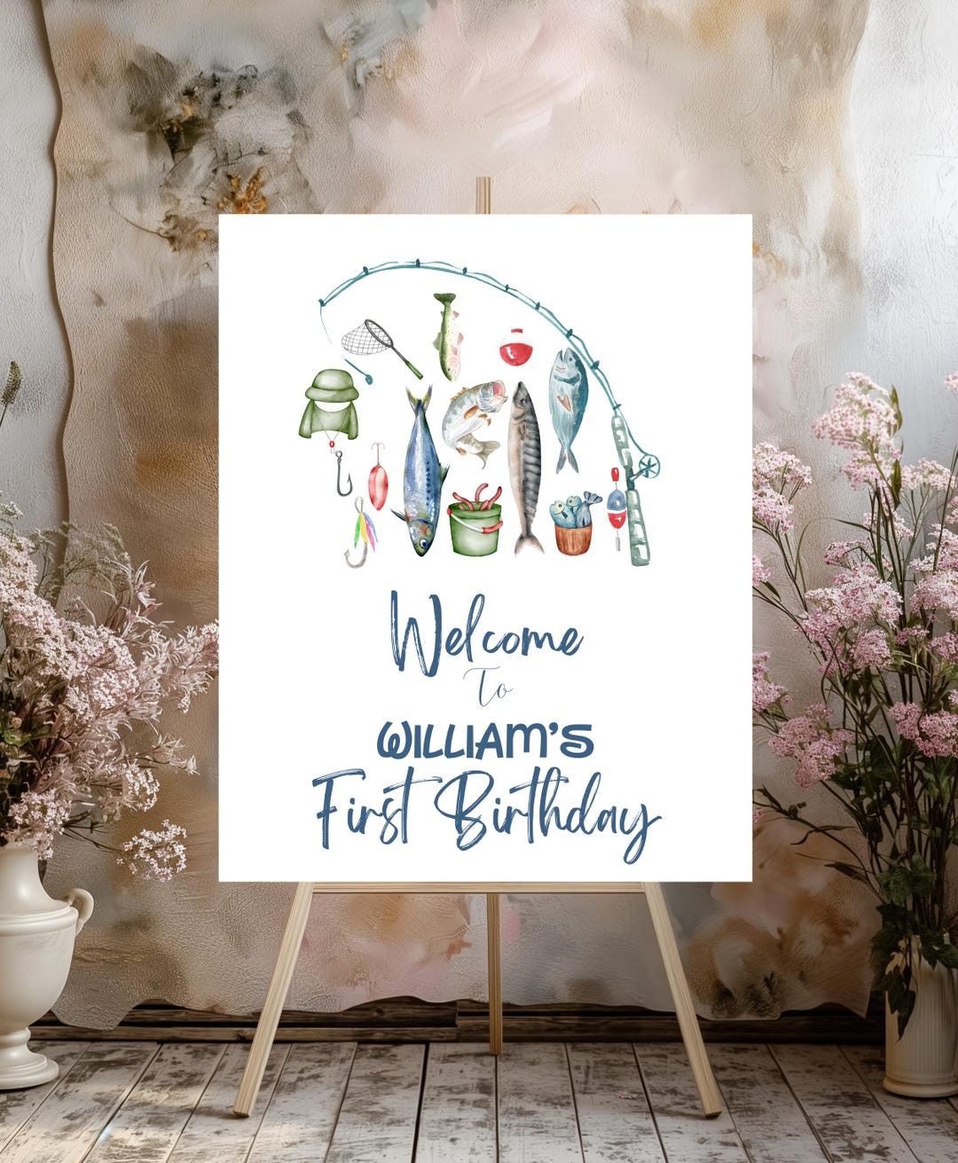 Editable Fishing Birthday Welcome Sign 1st Birthday Boy the Big One O ...