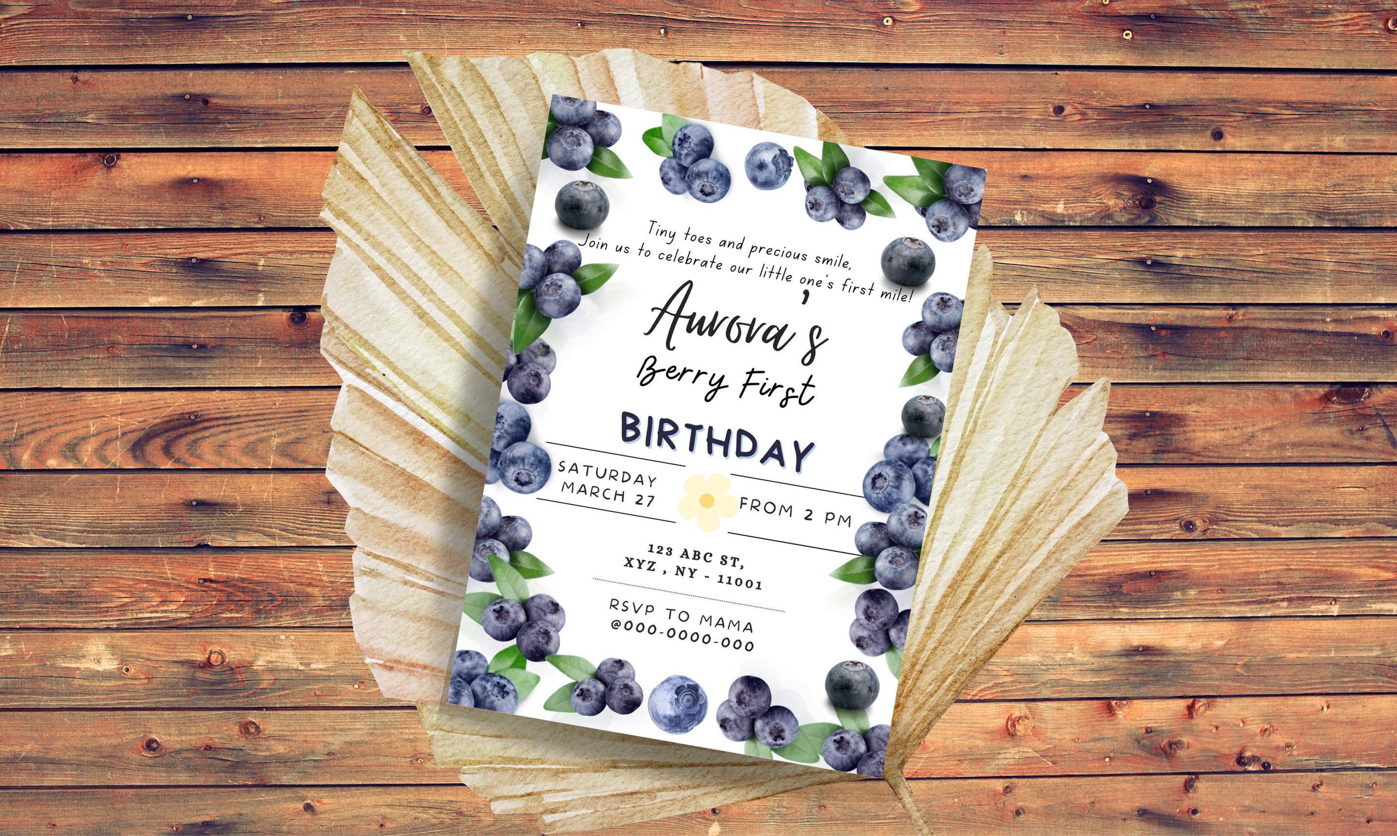 Editable Blueberry Birthday Invitation First Birthday Berry Sweet Boy ...