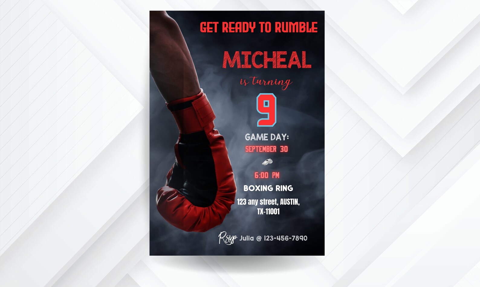 Boxing Birthday Invitation Boxing Party Invite Template Instant ...