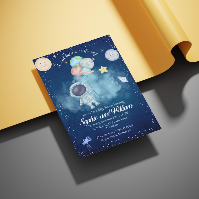 Space Baby Shower Invitation: Galaxy Astronaut Theme (instant Download ...