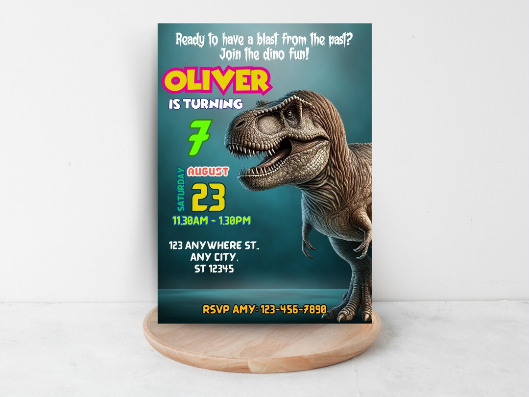 Invitación de cumpleaños de dinosaurio EDITABLE, invitación de T-Rex ...