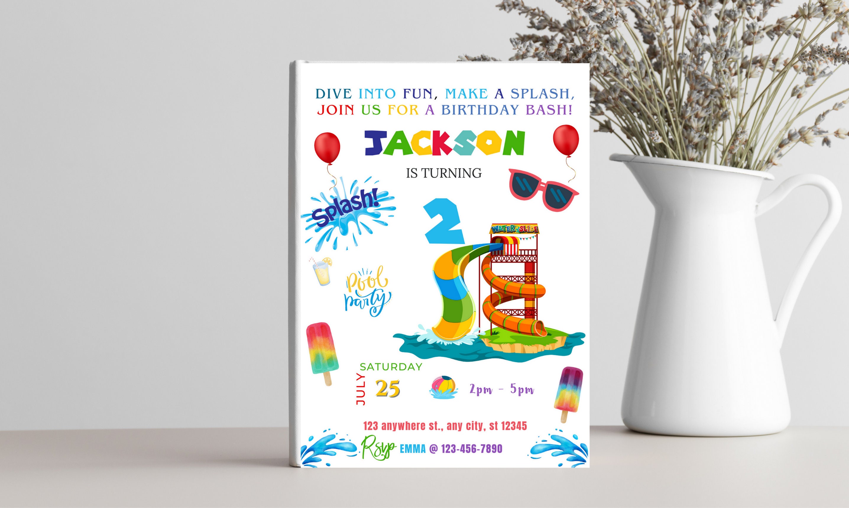 Editable Water Slide Birthday Splash Party Invitation - Etsy