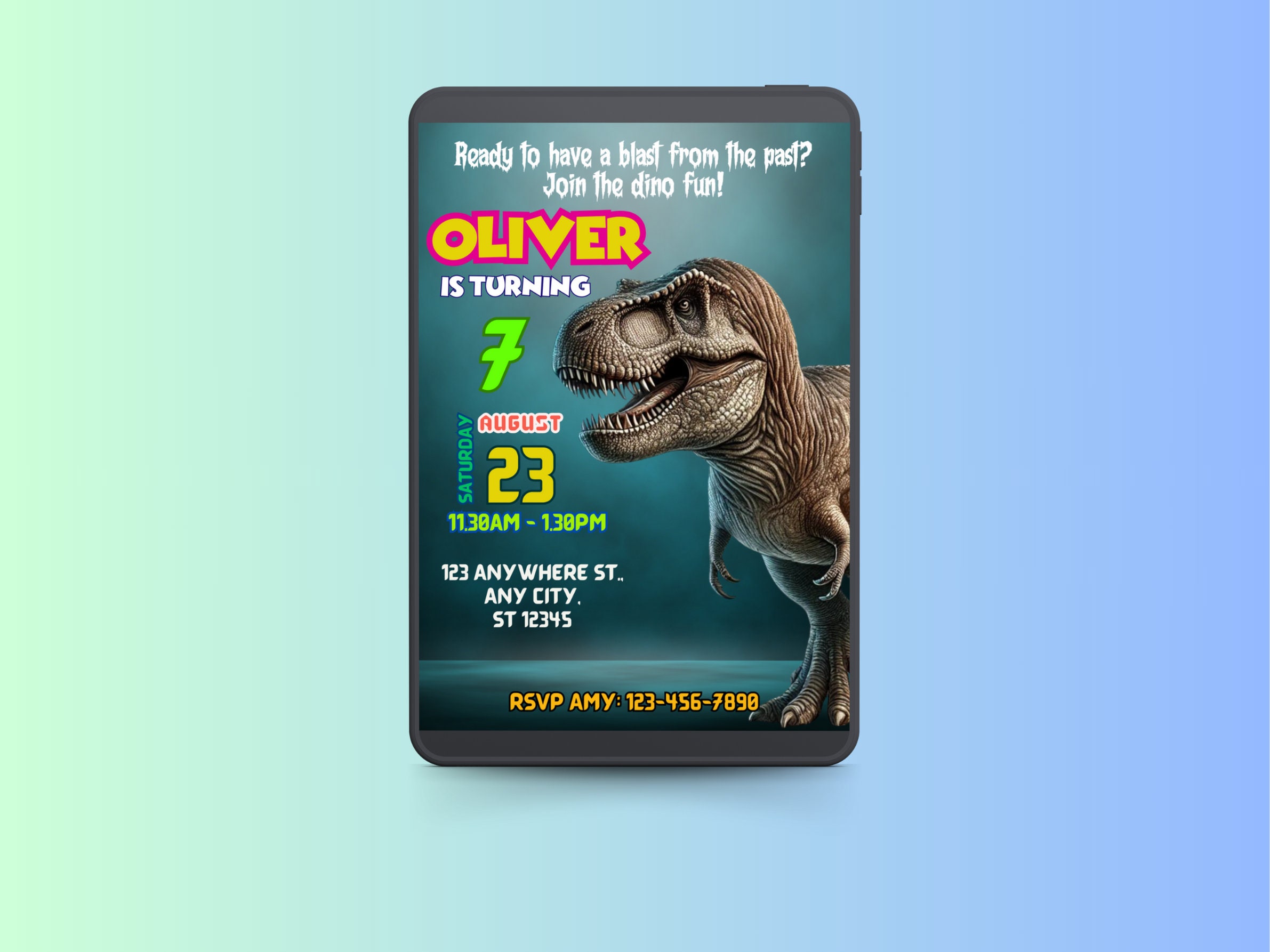 EDITABLE Dinosaur Birthday Invitation, T-rex Invitation, Dinosaur ...
