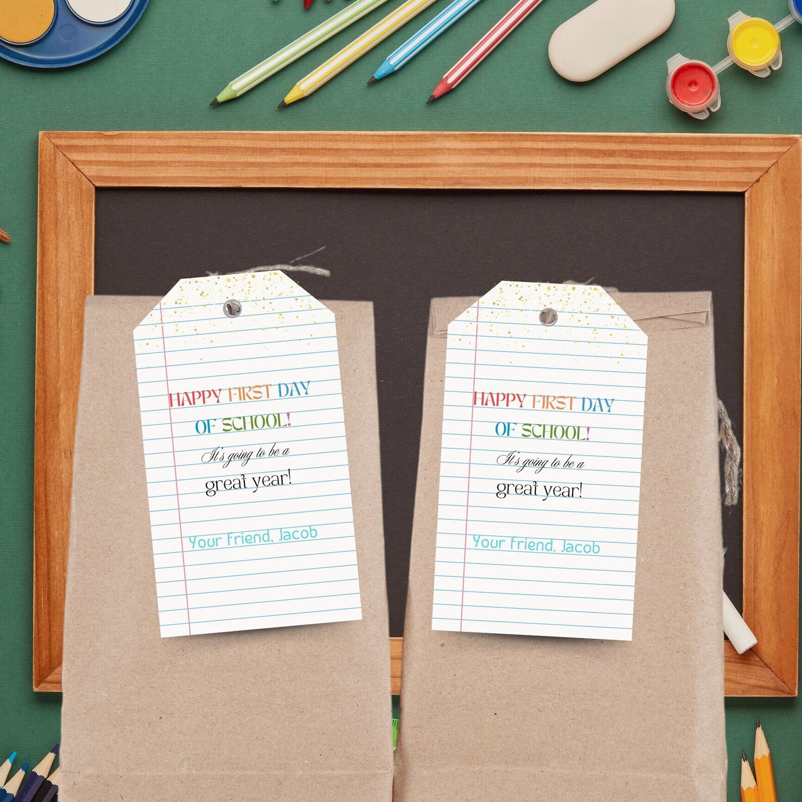 Editable Back to School Tag Rolled Line Notebook in School Tag Treat ...