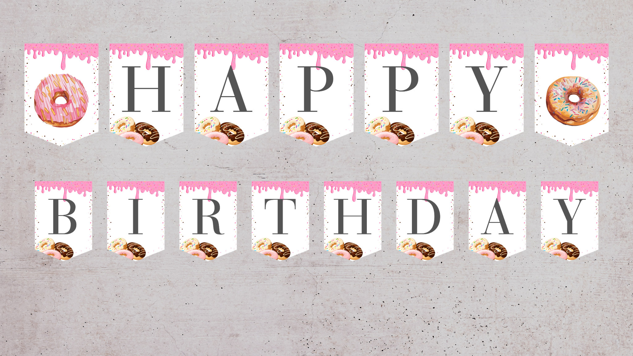 Happy Birthday Banner Donut Birthday Banner Girl Pink Donut - Etsy