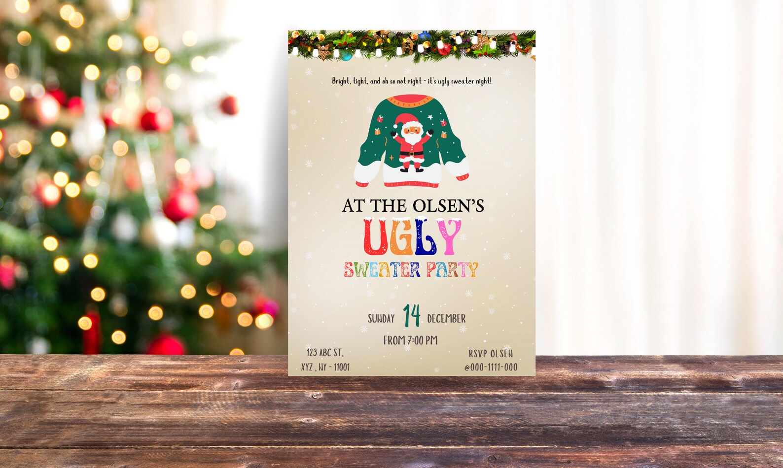 Editable Ugly Sweater Christmas Party Invitation Family Birthday Tacky ...