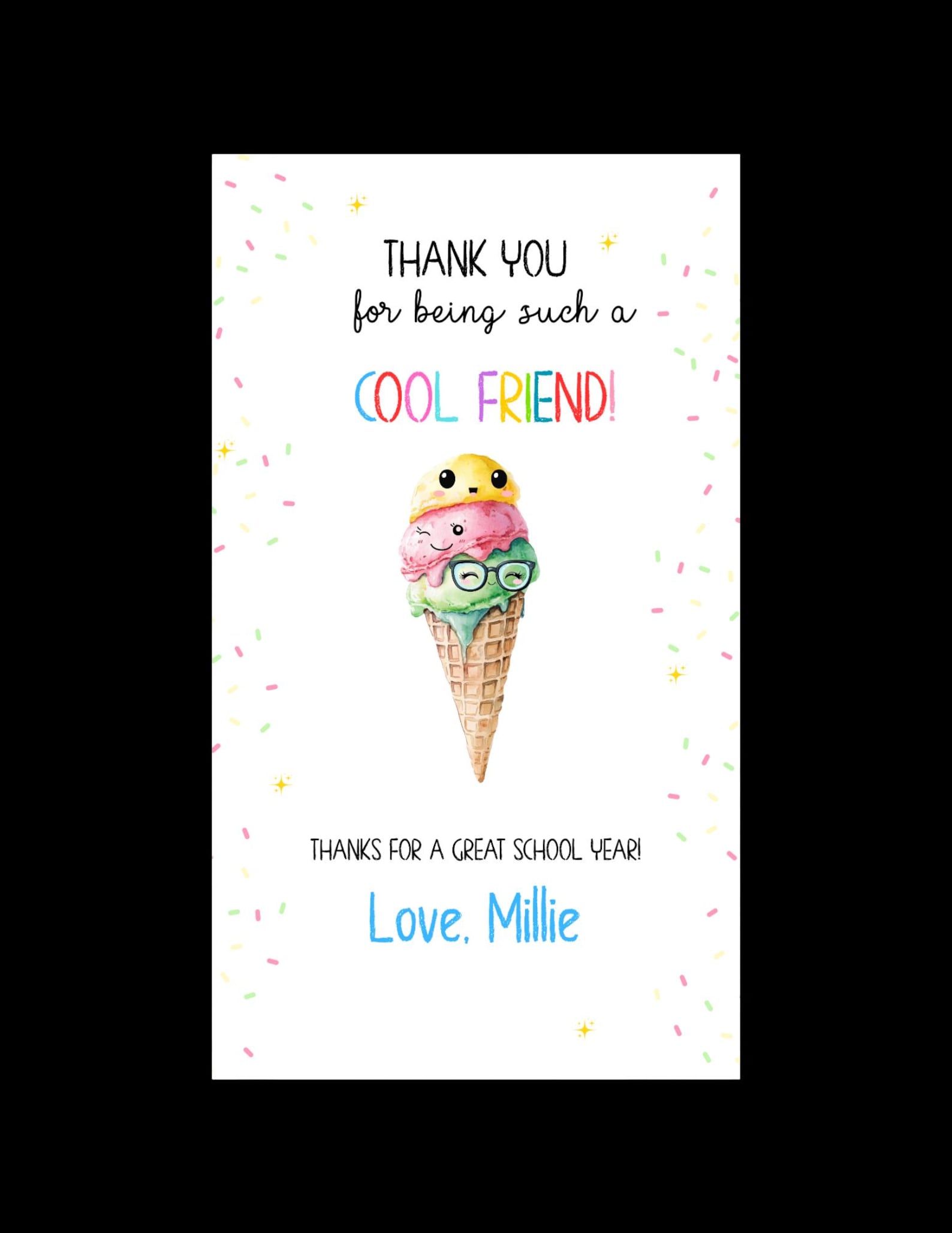 Editable Ice Cream Teacher Appreciation Tag: End of School Year (canva ...