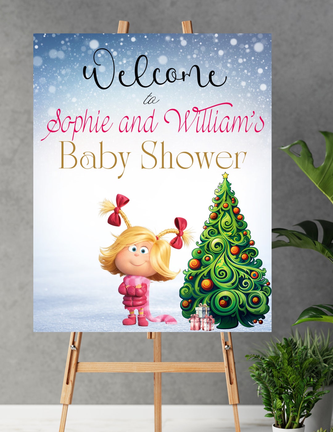 Grinch Cindy Lou Who Baby Shower Welcome Sign Grinchmas - Etsy UK
