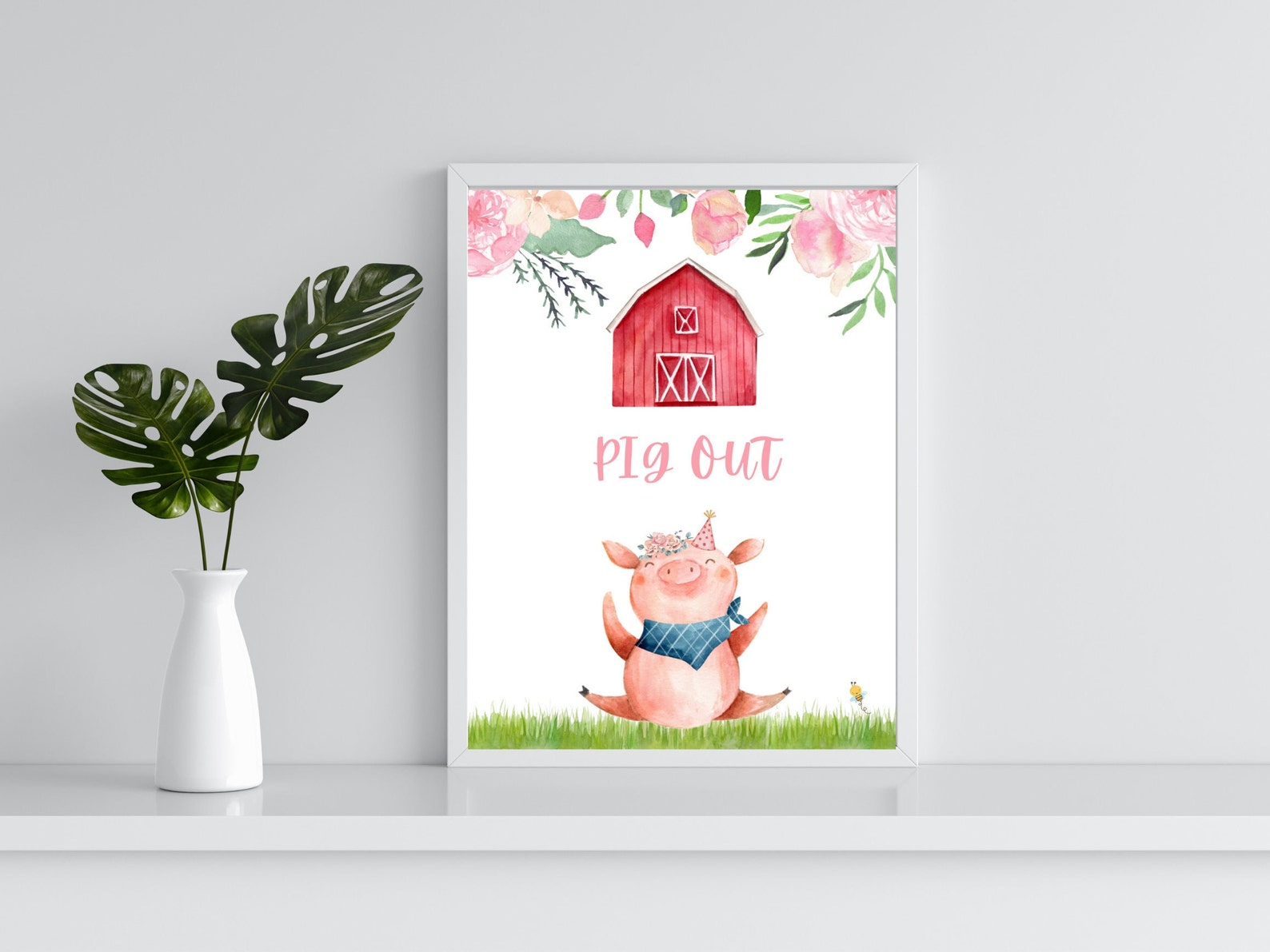 Pig Out Table Sign Farm Animals Birthday Decorations Barnyard Farmyard ...