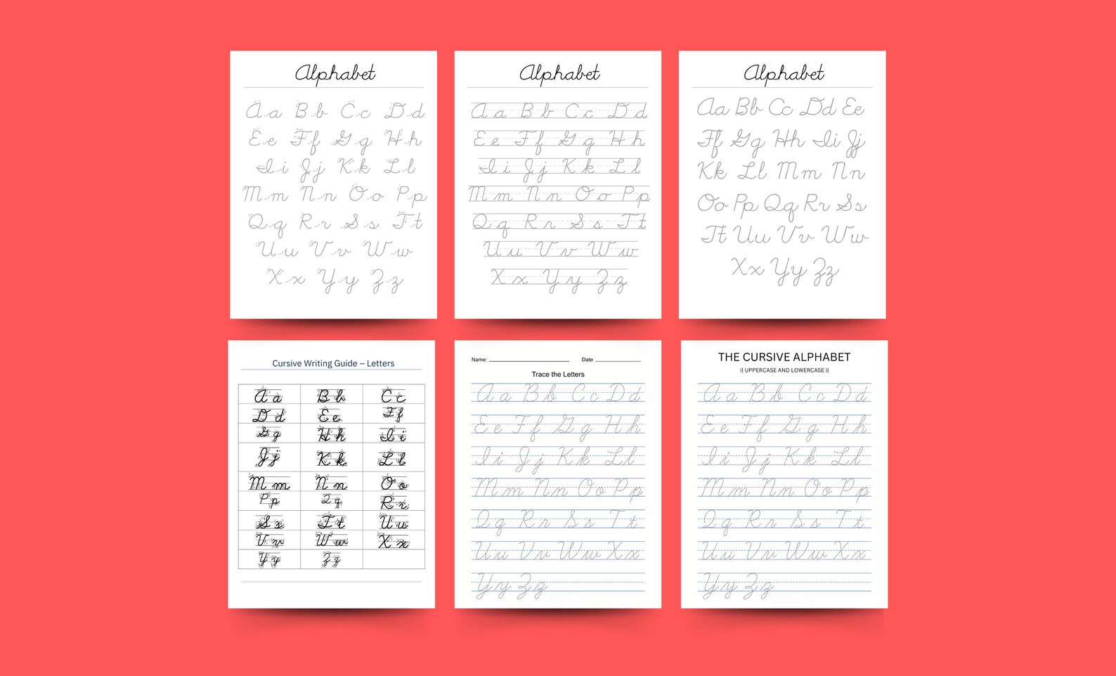 Cursive Handwriting Chart, Homeschool Learning Tools, Alphabet Poster ...