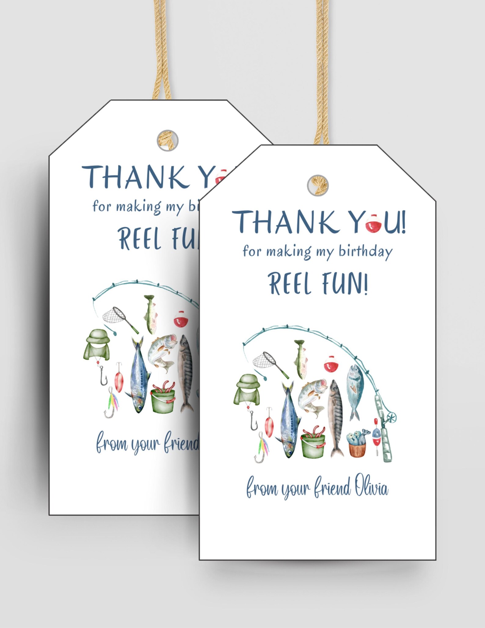 Editable Fishing Birthday Favor Tags, Fishing Favors Thank You Tags ...