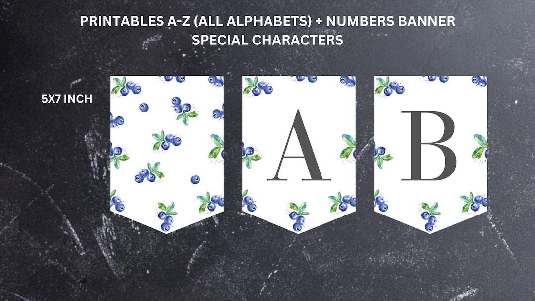 Blueberry Alphabet Banner Letters A to Z Numbers Blueberry Birthday ...